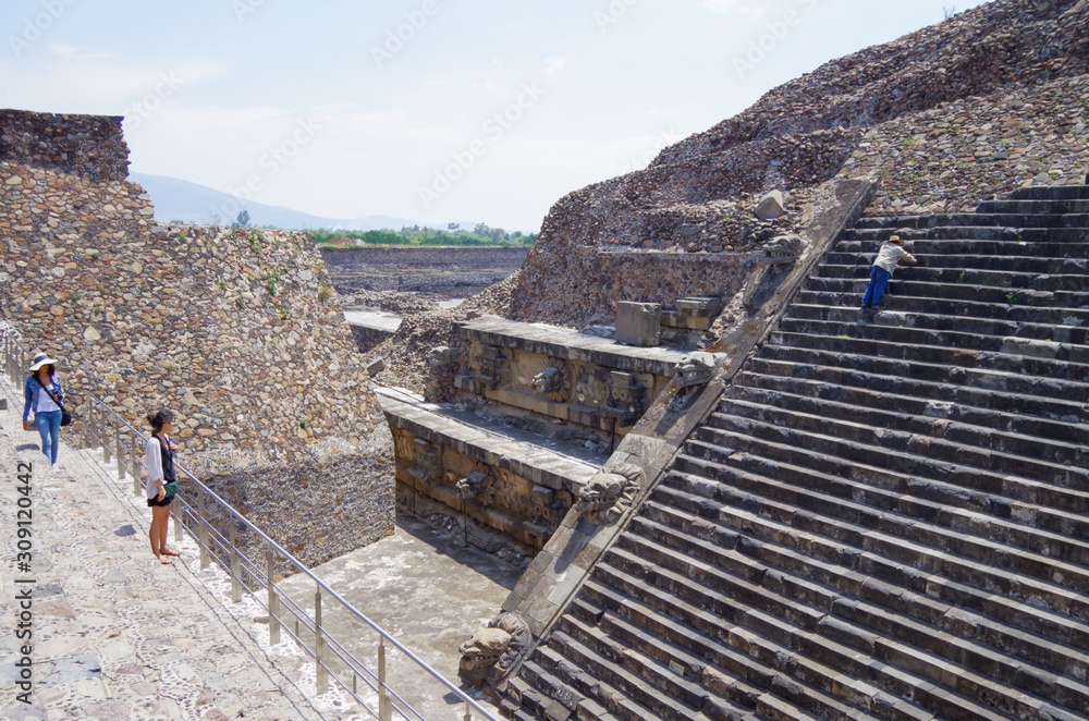 Popular tourist landmark destination ancient Aztec city ruins of the ...