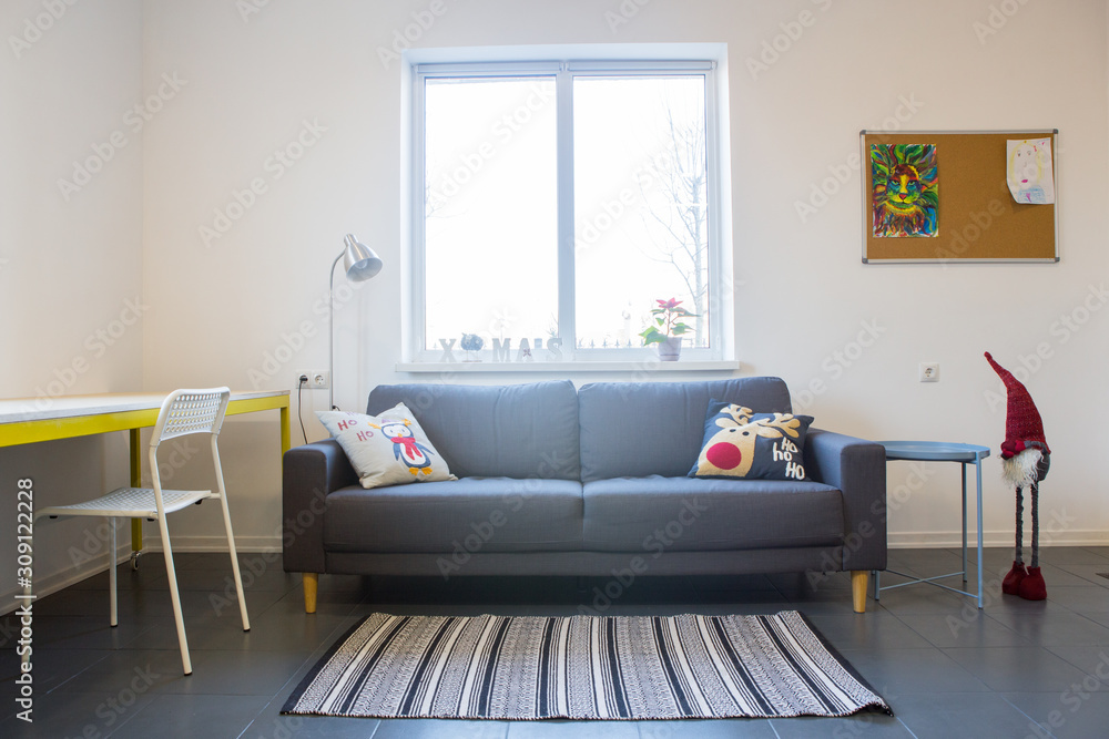 Empty school classroom in modern style. Education concept without ...