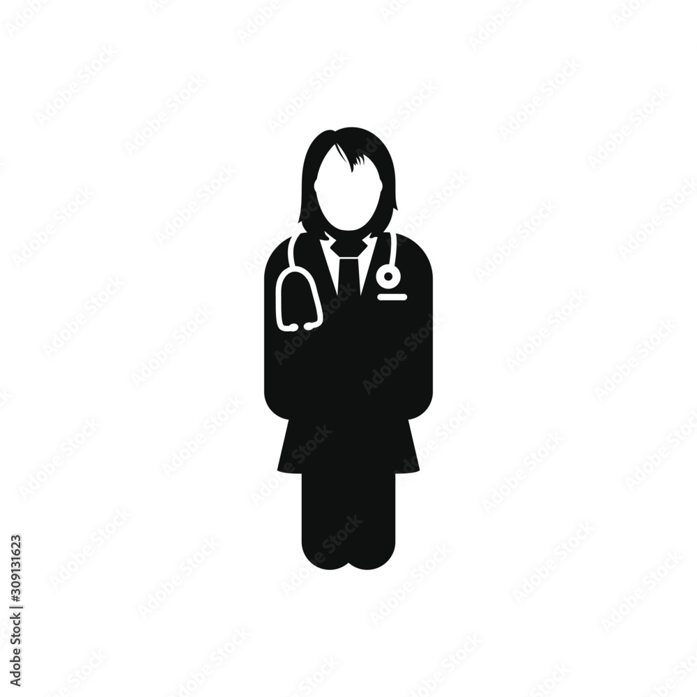 Female Doctor Icon. Flat style vector EPS. Stock Vector | Adobe Stock
