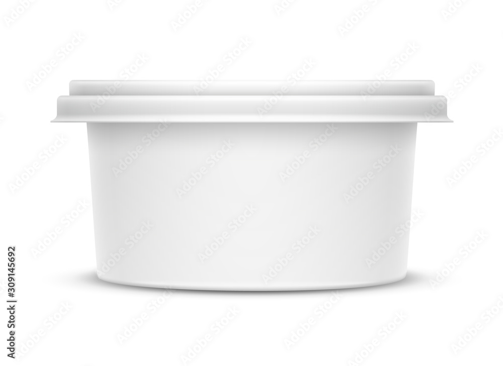 Front view of round container. 3D illustration isolated on white ...
