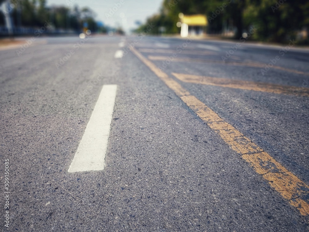 Yellow colored road traffic routes in Thailand, blurred pictures Stock ...