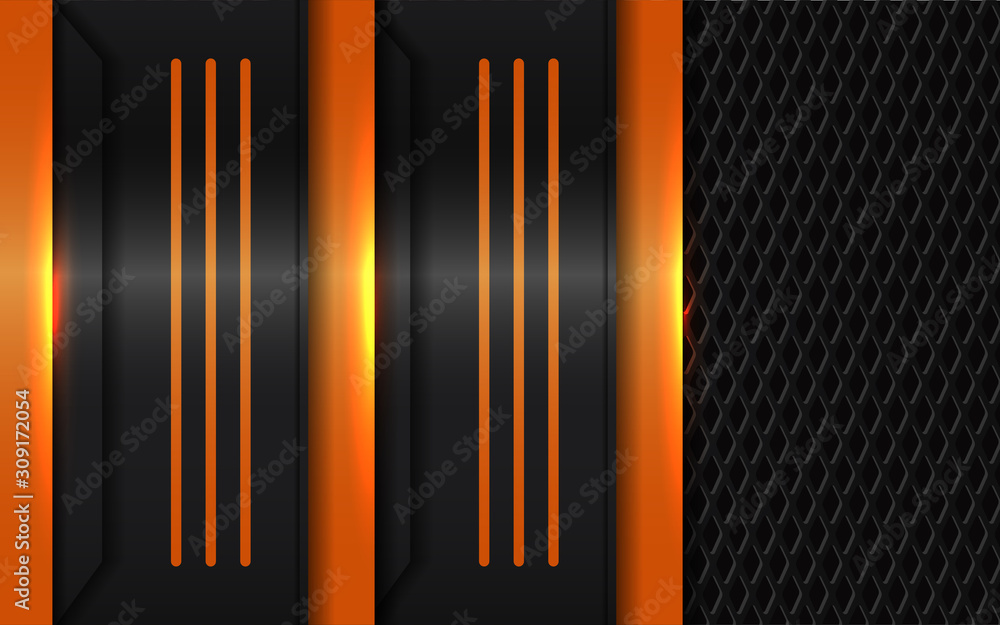 Abstract metallic orange and black frame layout design tech innovation ...