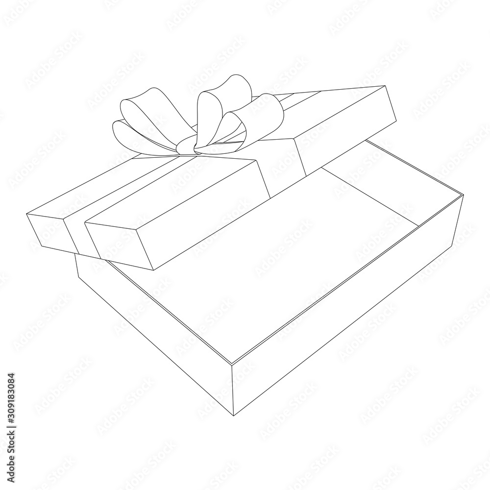 Open Gift Box Drawing