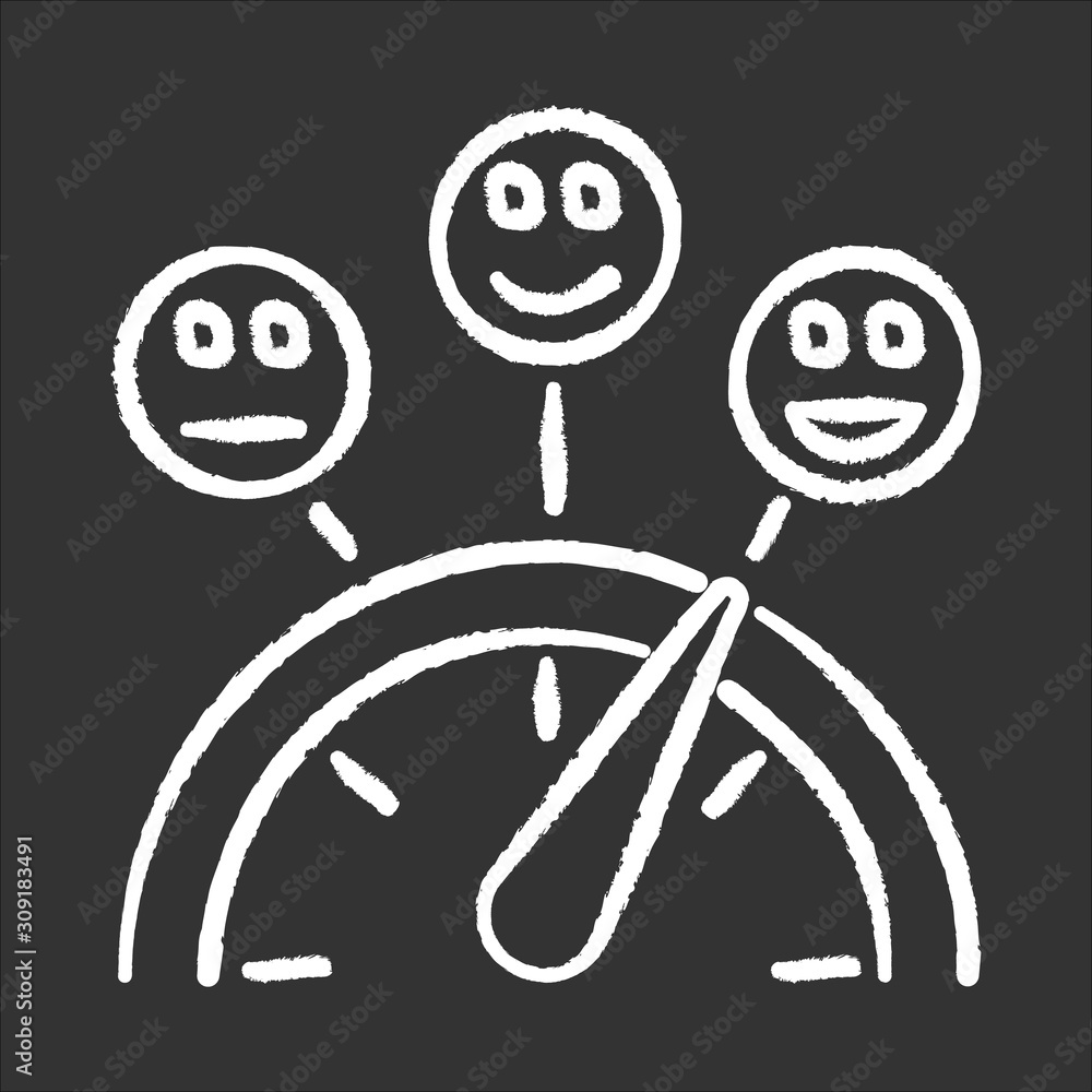 Satisfaction level chalk icon. Good, neutral and bad experience ...