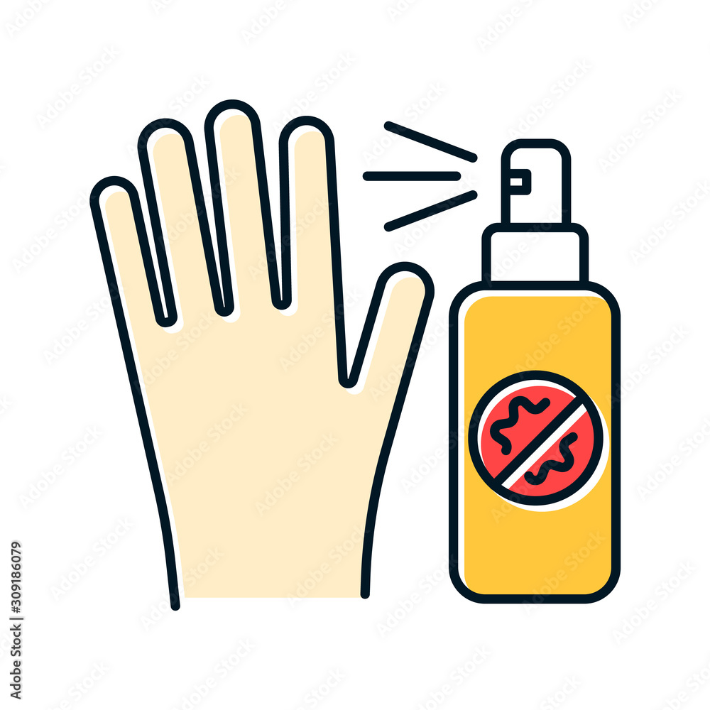 Antiseptic color icon. Sanitary and disinfection. Cleansing hand ...