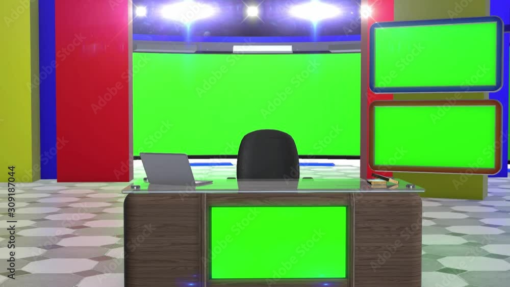 3D Virtual Studio Set Green Screen Background Stock-Video | Adobe Stock