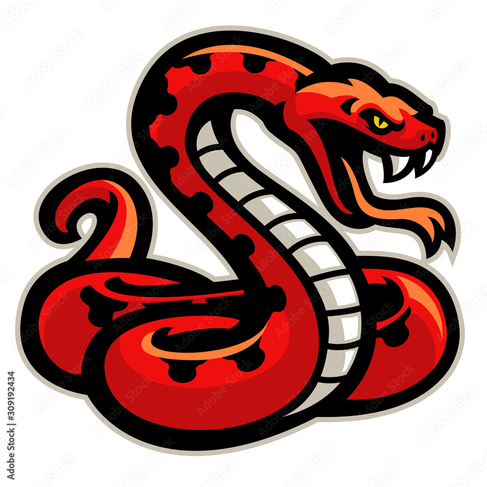 red snake mascot ready to attack Stock Vector | Adobe Stock