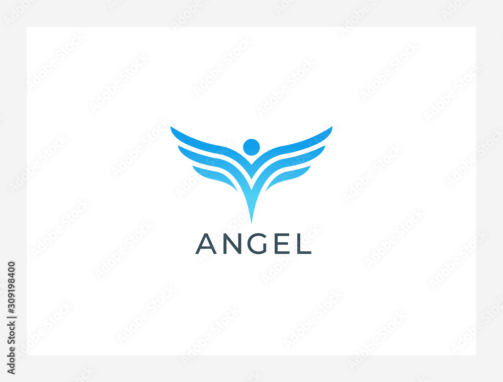 Angel wings. Abstract flying man logo design. Bird wings vector ...