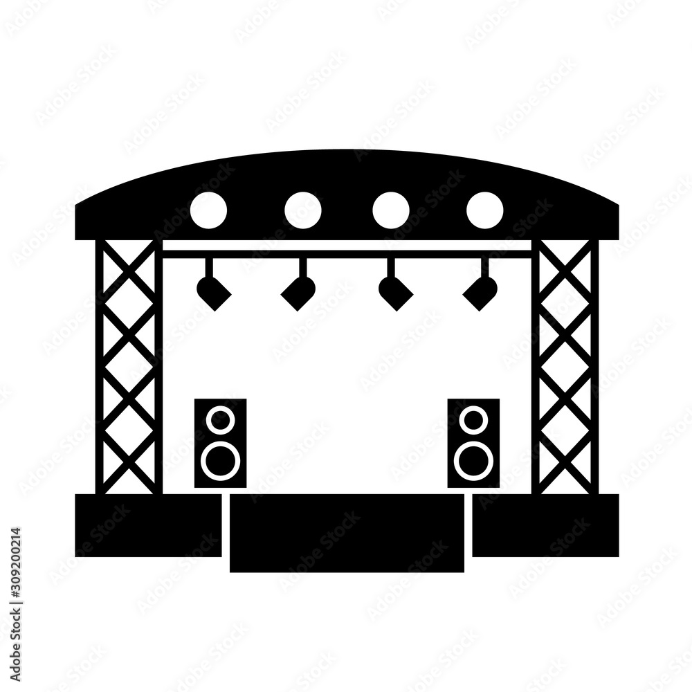 Entertainment stage icon. Flat illustration of concert mobile platform ...