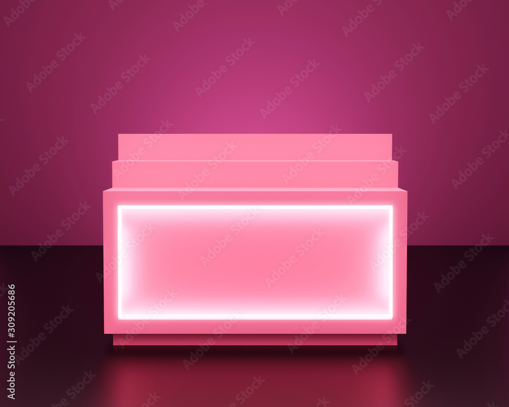 Modern booth pedestal of neon light platform display with luxury stand ...