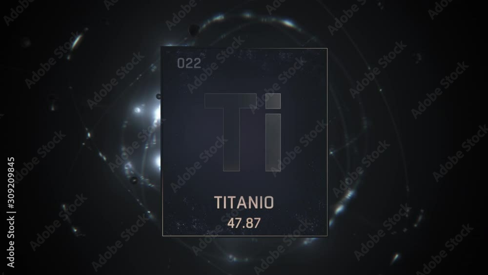 Titanium as Element 22 of the Periodic Table. Seamlessly looping 3D ...