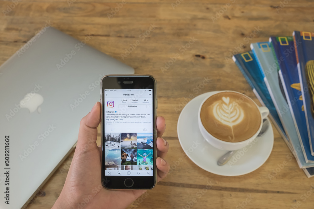 CHIANG MAI, THAILAND - FEB 27, 2017: A man hand holding iphone with new ...