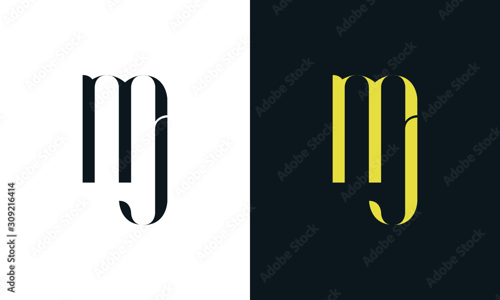 Abstract line art letter MJ logo. This logo icon incorporate with two ...