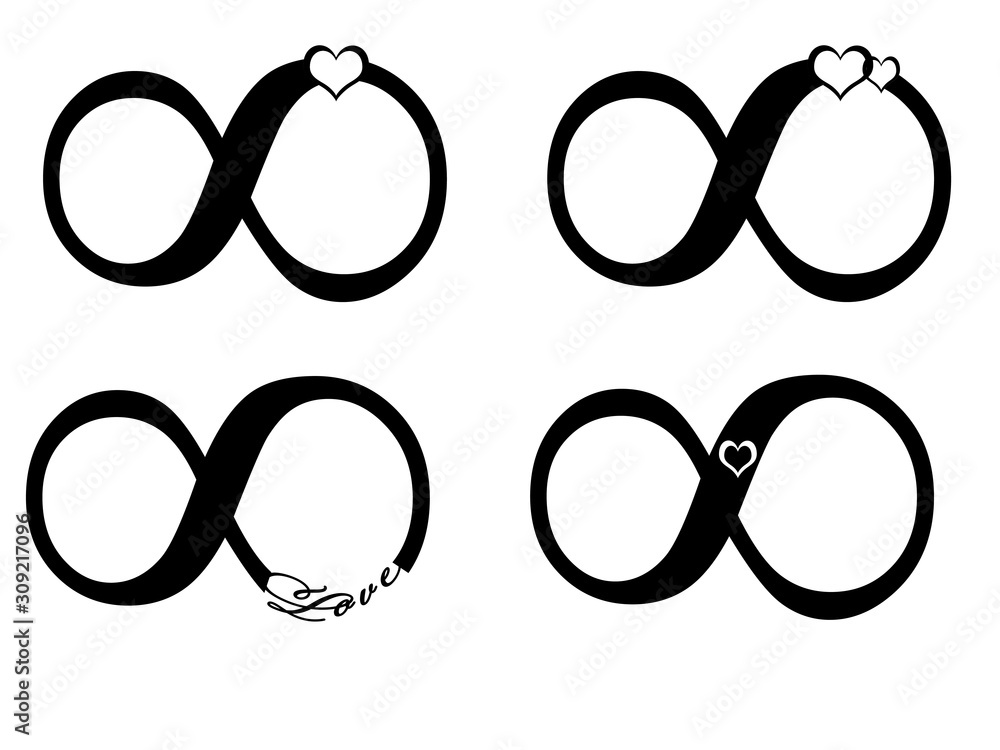 Infinity symbols isolated on white background; love concept Stock ...