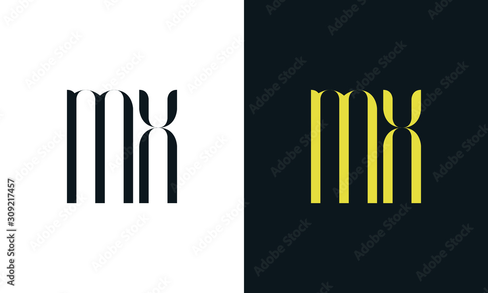 Abstract line art letter MX logo. This logo icon incorporate with two ...