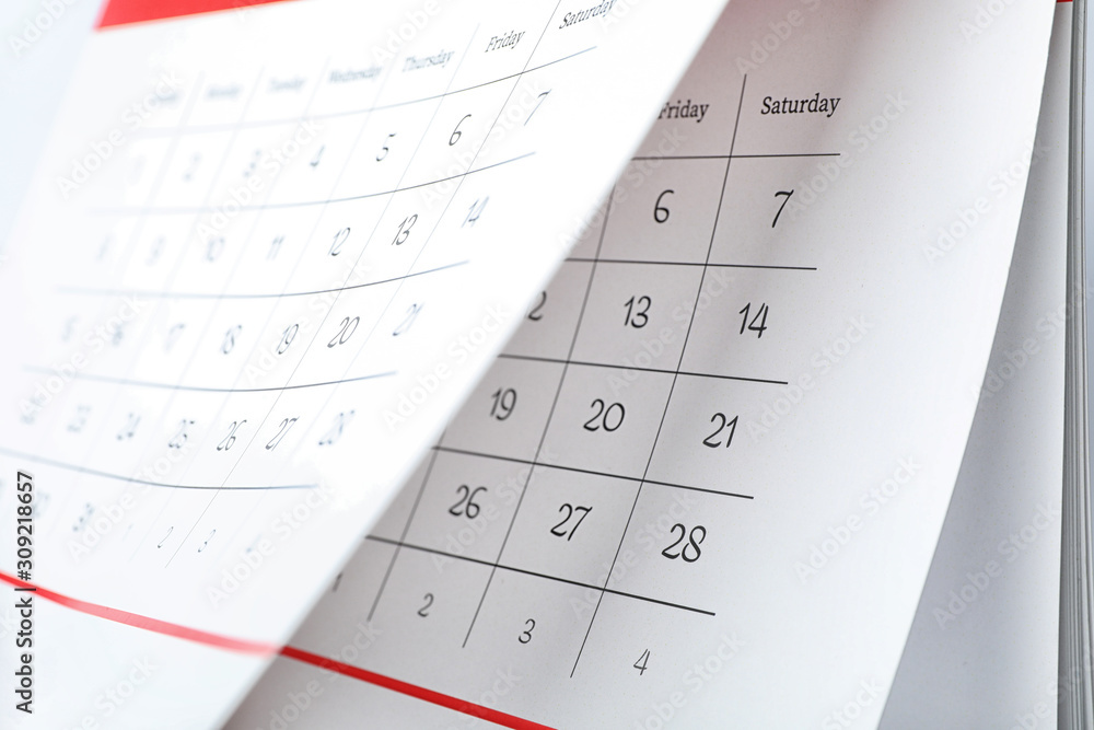 Paper calendar with turning pages as background, closeup Stock Photo ...