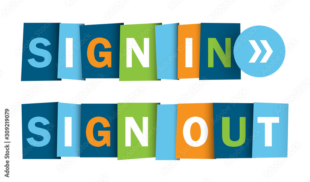 SIGN IN & SIGN OUT colorful vector typography web buttons Stock Vector ...