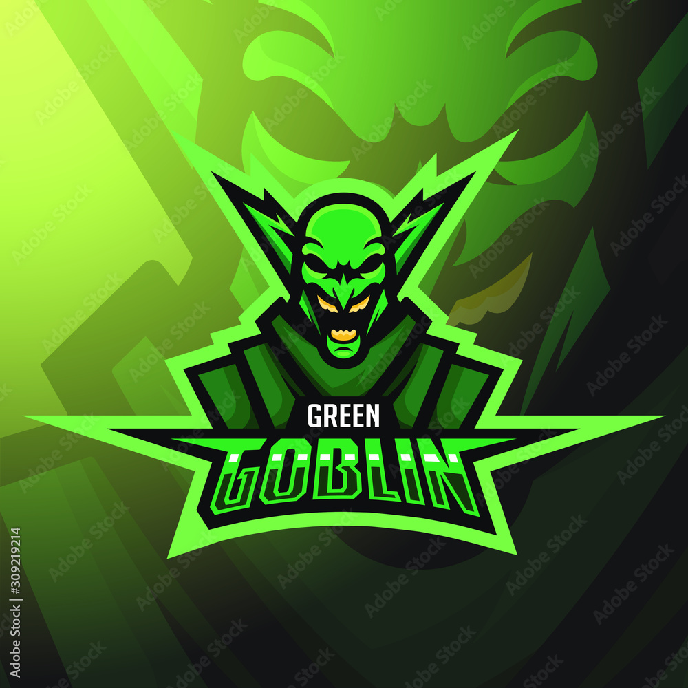 stock vector green goblin mascot logo illustration. logo, badge, esport ...