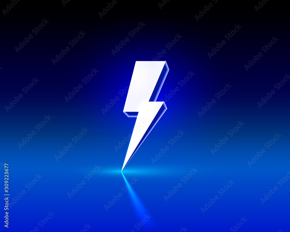Neon sign of lightning signboard on the black background. Stock Vector ...