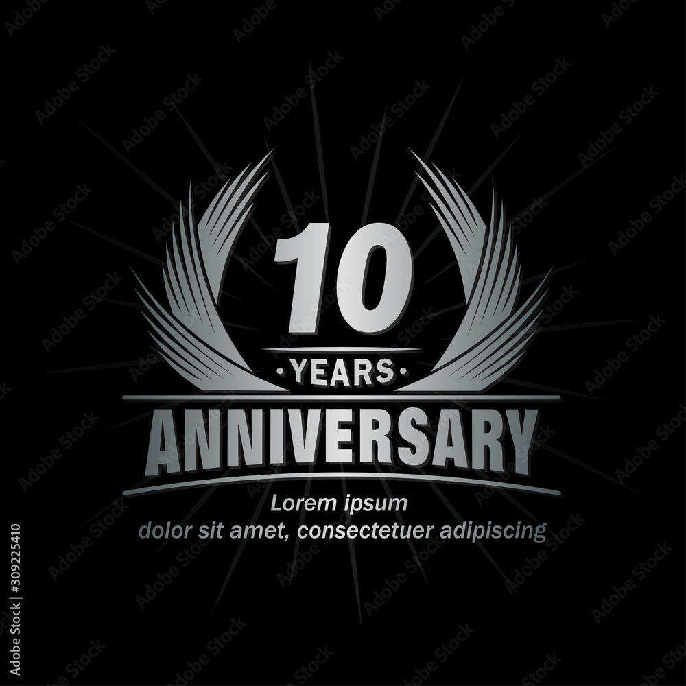 10 years logo design template. 10th anniversary vector and illustration ...