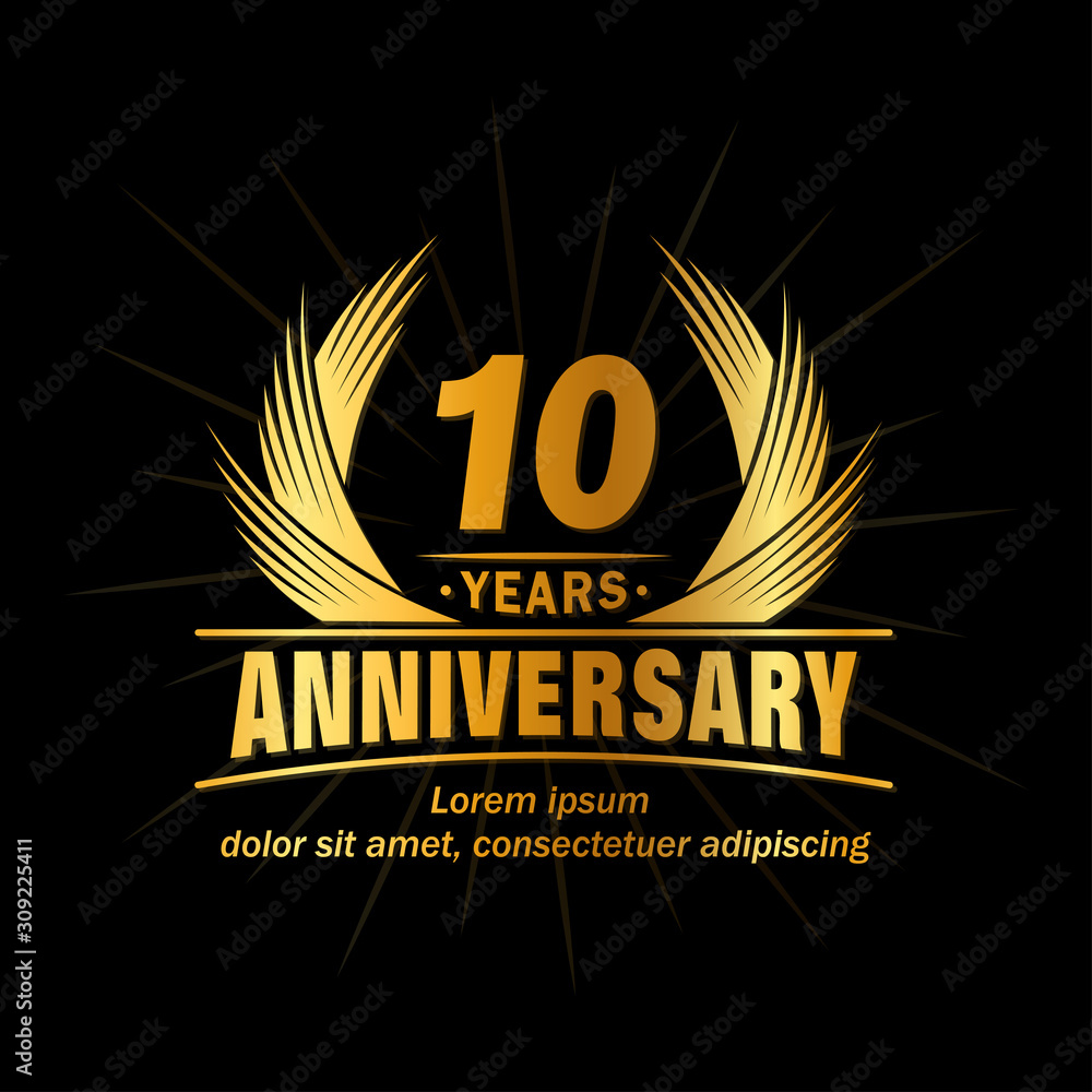 10 years logo design template. 10th anniversary vector and illustration ...