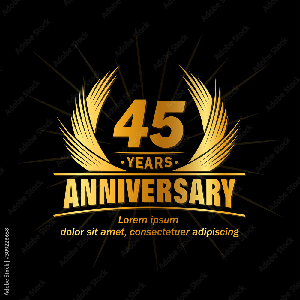 45 years logo design template. 100th anniversary vector and ...