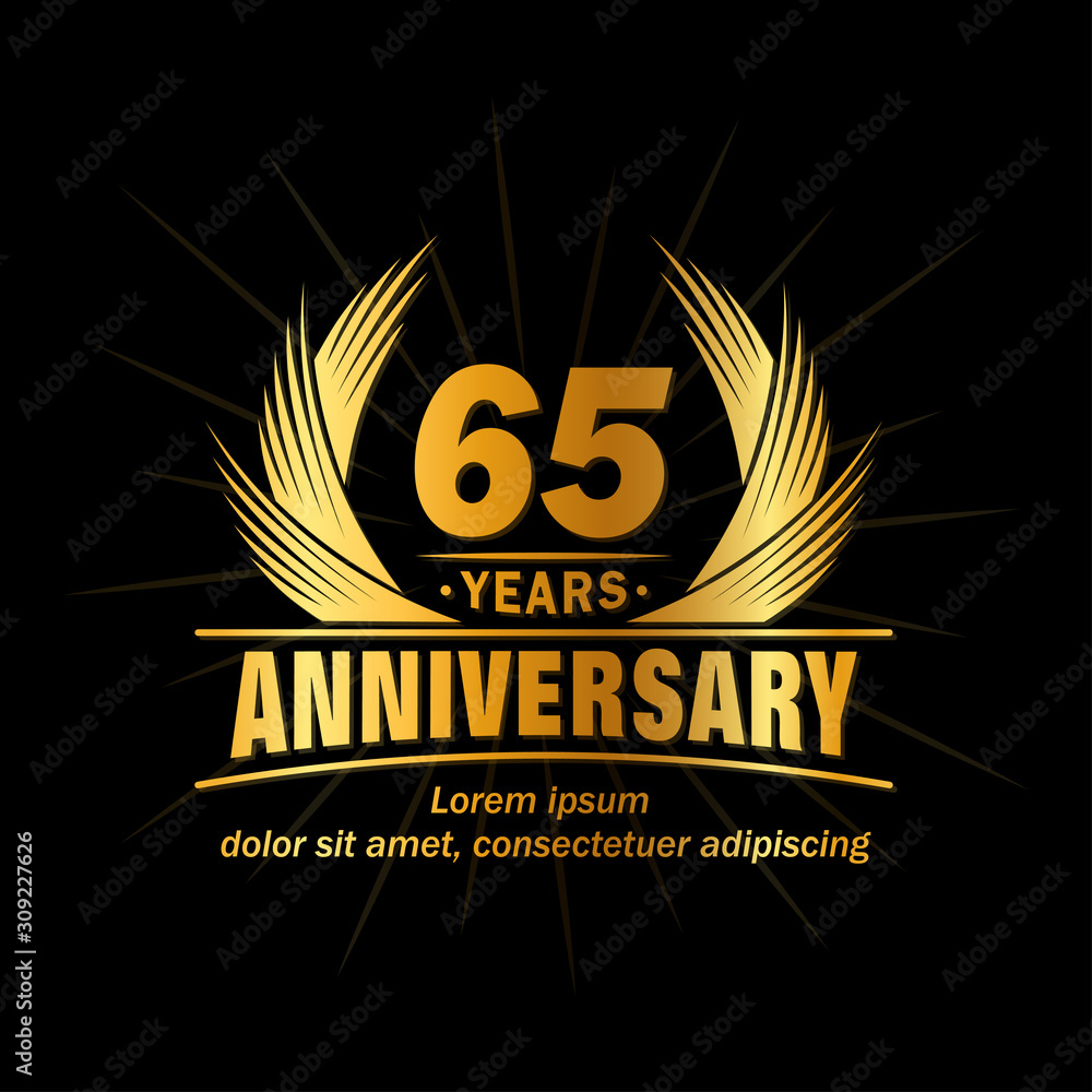 65 years logo design template. 65th anniversary vector and illustration ...