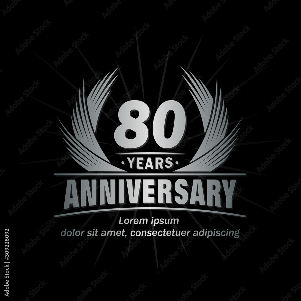 80 years logo design template. 80th anniversary vector and illustration ...