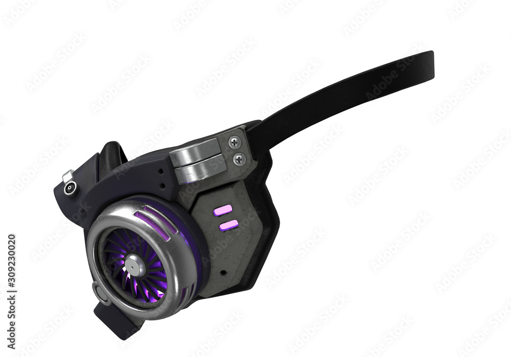 Futuristic chemical gas mask with protective scratched metal filters ...
