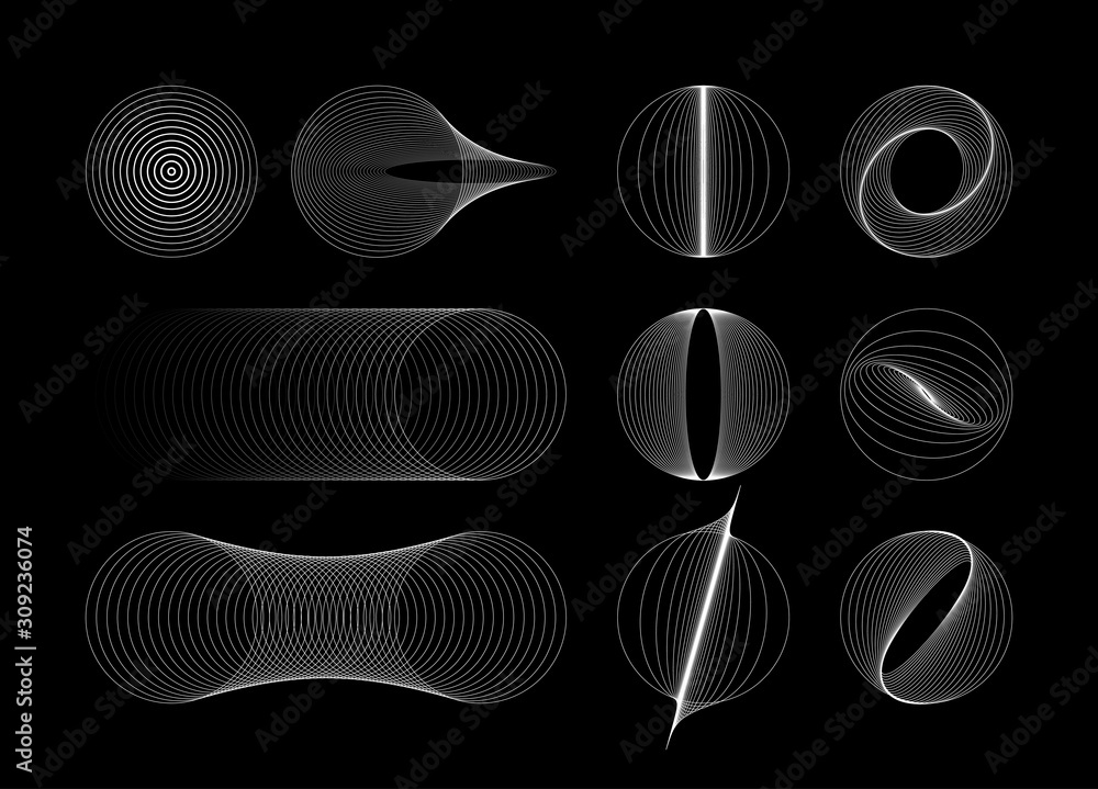Set of vector abstract round shapes. Collection of geometric shapes for ...