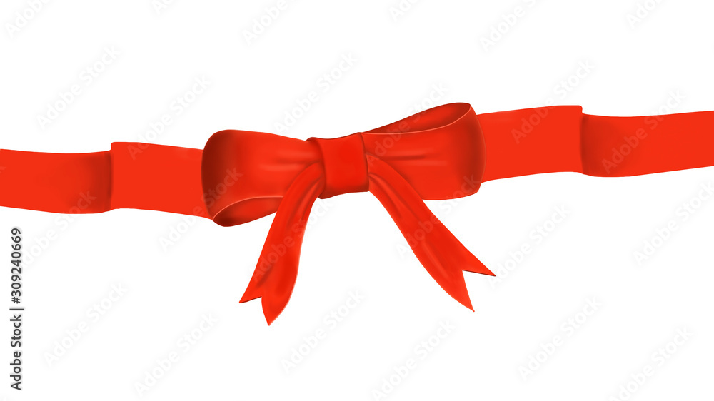 red ribbon on isolated white bacground Stock Photo | Adobe Stock