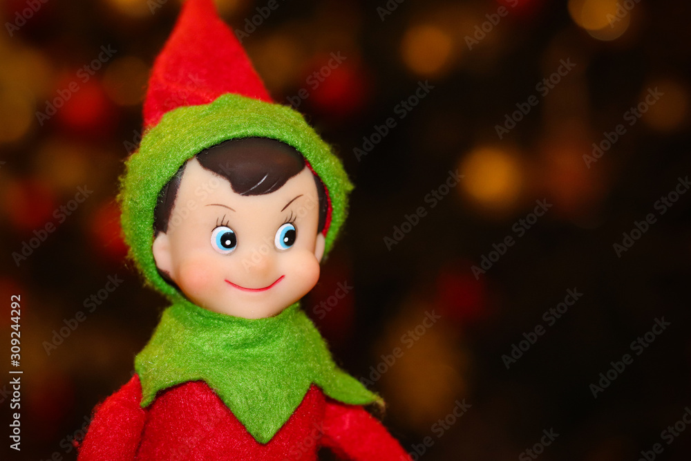 Christmas elf on a shelf Stock Photo | Adobe Stock