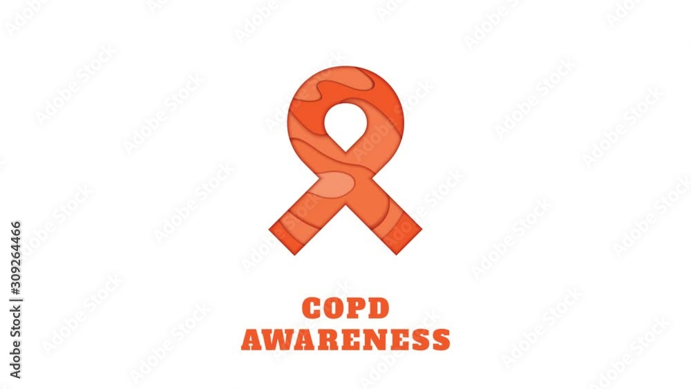 COPD awareness animation. Orange ribbon made in 3D paper cut and craft ...