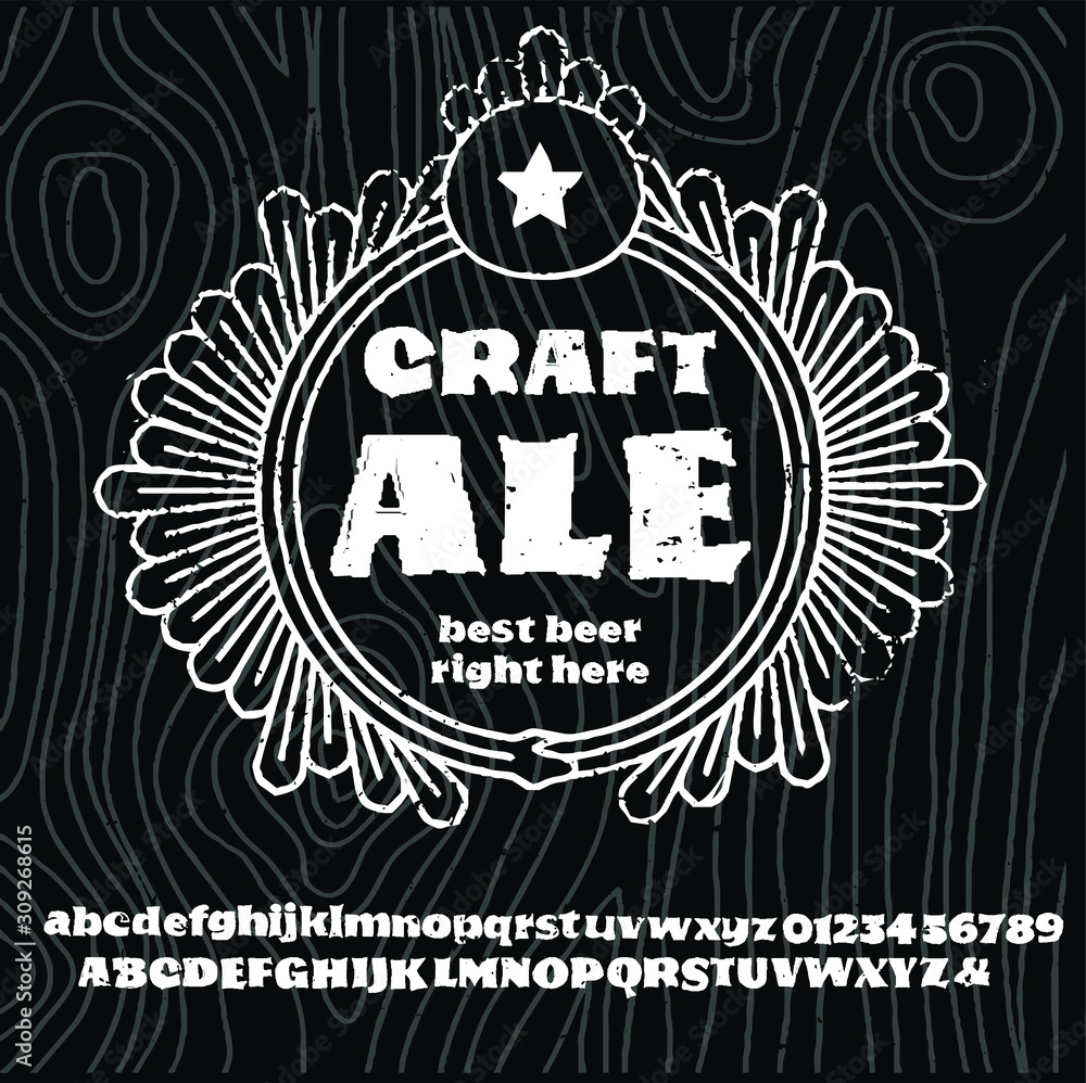 " beer " typeface. Vector hand crafted font in medieval style. Good for ...