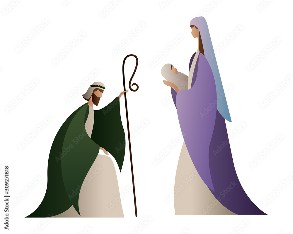 Virgin mary joseph and baby jesus vector design Stock Vector | Adobe Stock
