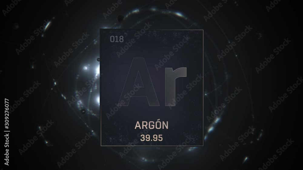 Argon as Element 18 of the Periodic Table. Seamlessly looping 3D ...