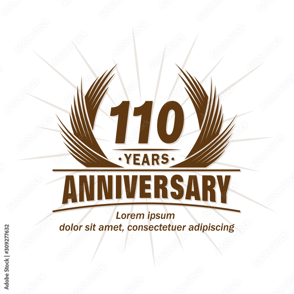 Vetor de 110 years logo design template. 110th anniversary vector and ...