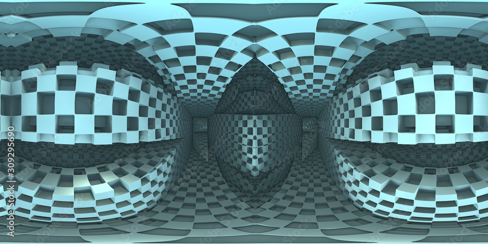 360 degree labyrinth, abstract maze background, equirectangular ...