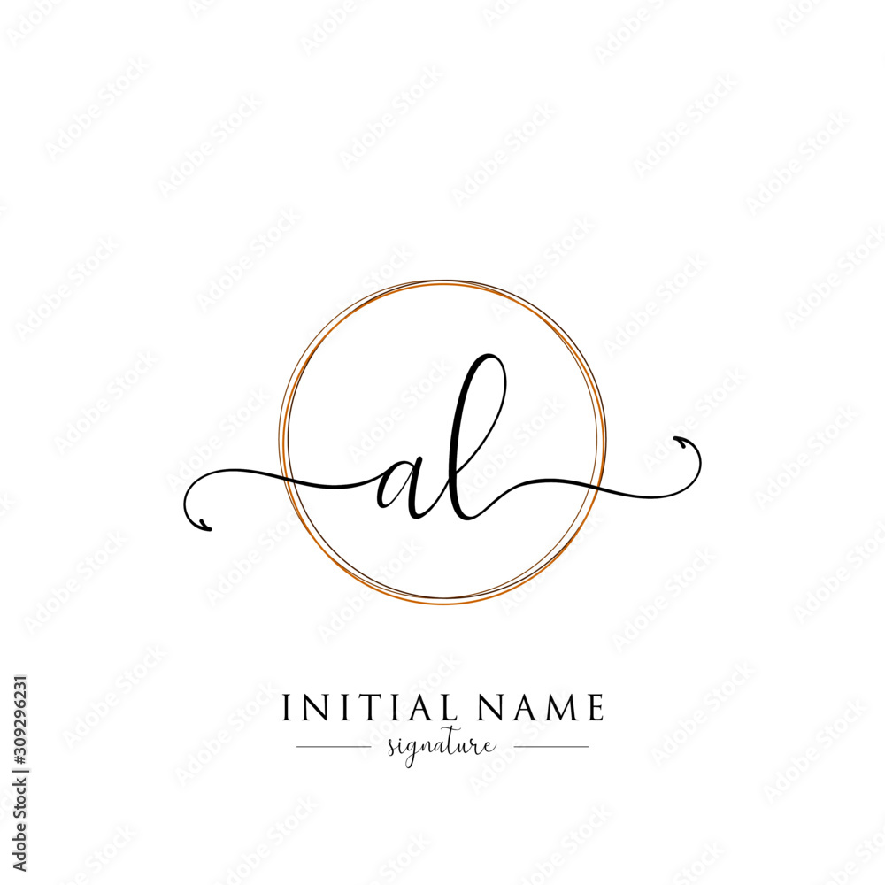 Initial Letter AL Signature Handwriting and Elegant Logo Design Vector ...