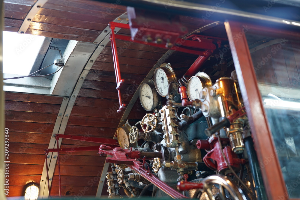 Bangkok,Thailand-December 5, 2019: Cockpit of a steam locomotive, made ...