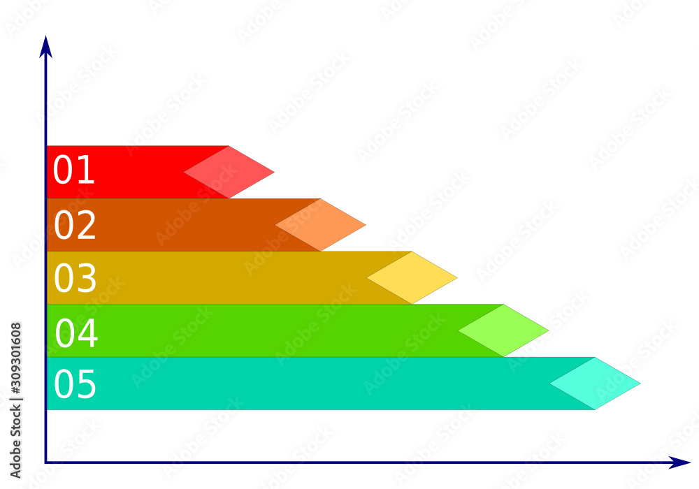 vector multi colors arrow bar horizontal graph with number isolate on ...