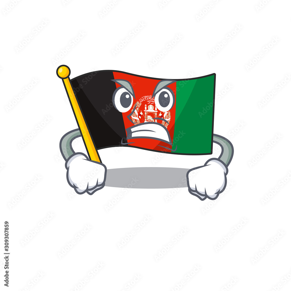 angry face flag afghanistan Scroll cartoon character design Stock ...