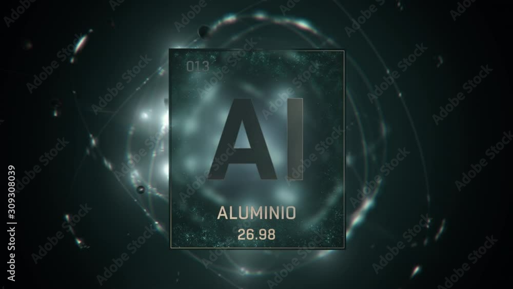 Aluminium as Element 13 of the Periodic Table. Seamlessly looping 3D ...