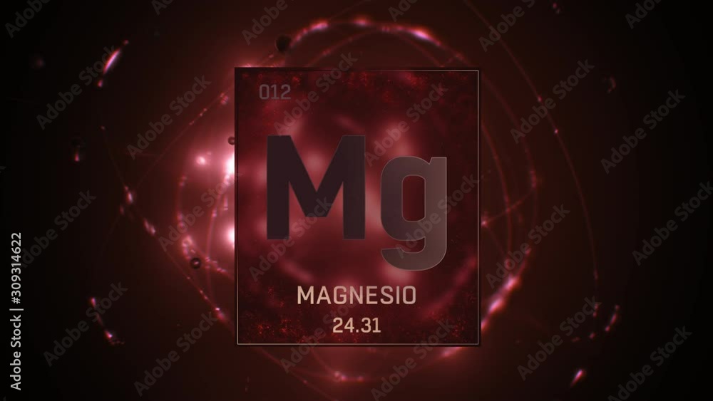 Magnesium as Element 12 of the Periodic Table. Seamlessly looping 3D ...