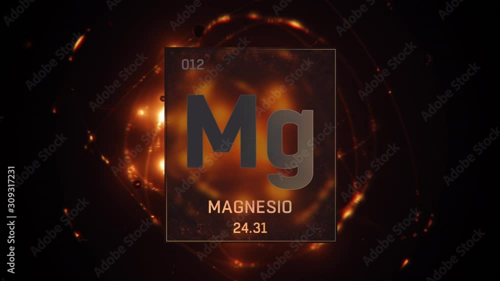 Magnesium as Element 12 of the Periodic Table. Seamlessly looping 3D ...