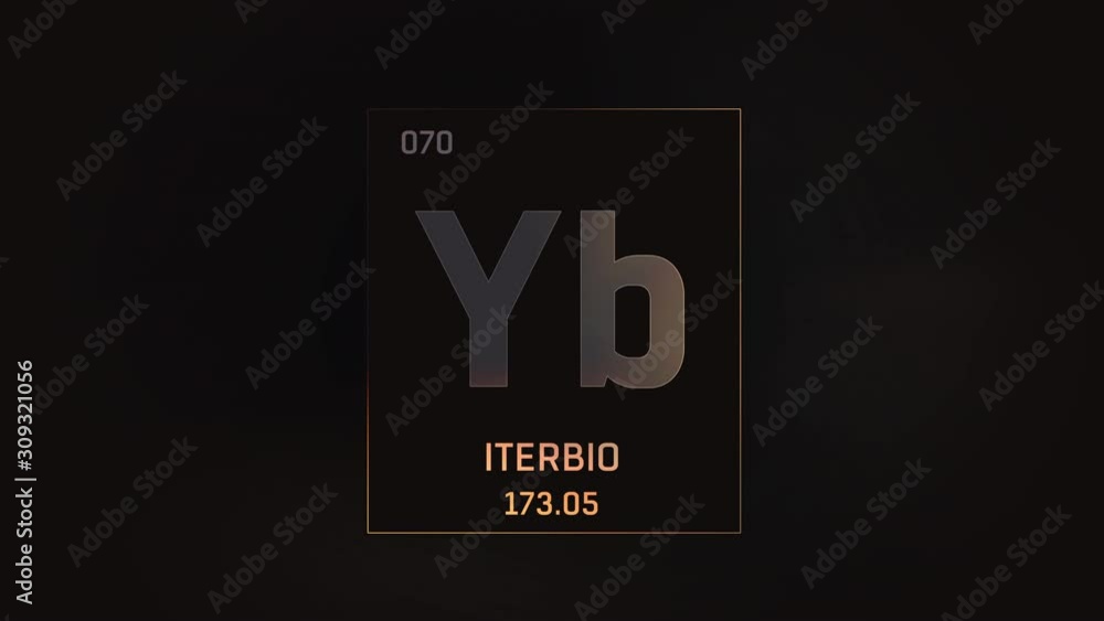 Ytterbium as Element 70 of the Periodic Table. Seamlessly looping 3D ...