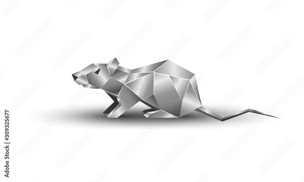 White Polygonal and Metal Rat as a Symbol of Chinese New Year. Vector ...