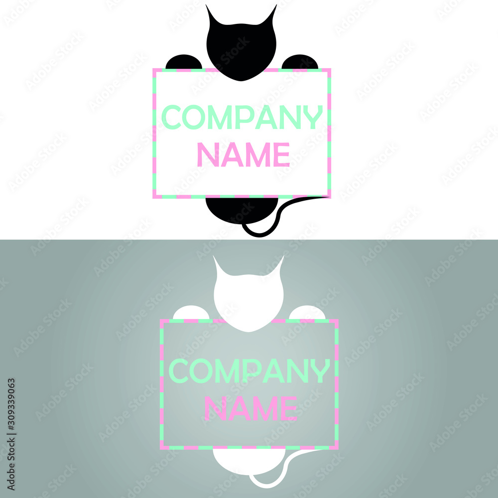 cat logo, cat logo with frame, logo kot,kot z ramką,kot w logo Stock ...