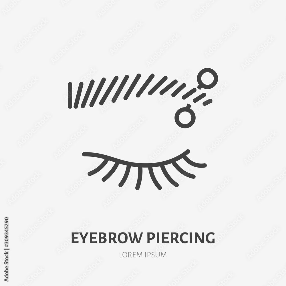 Eyebrow piercing line icon, vector pictogram of face jewelry. Piercing ...
