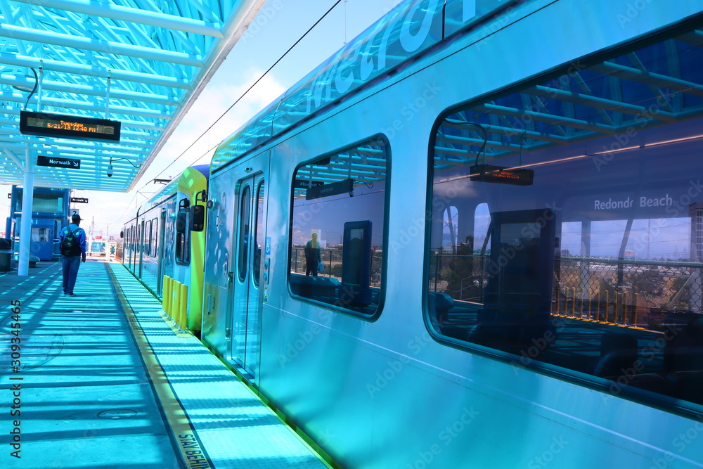 Los Angeles, California - May 21, 2019: view of Los Angeles Metro Rail ...